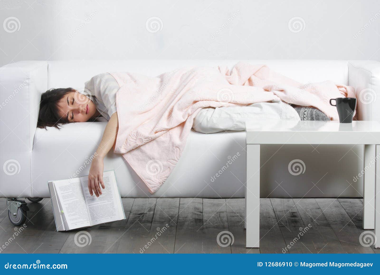 Afternoon nap stock photo. Image of book, caucasian, person - 12686910