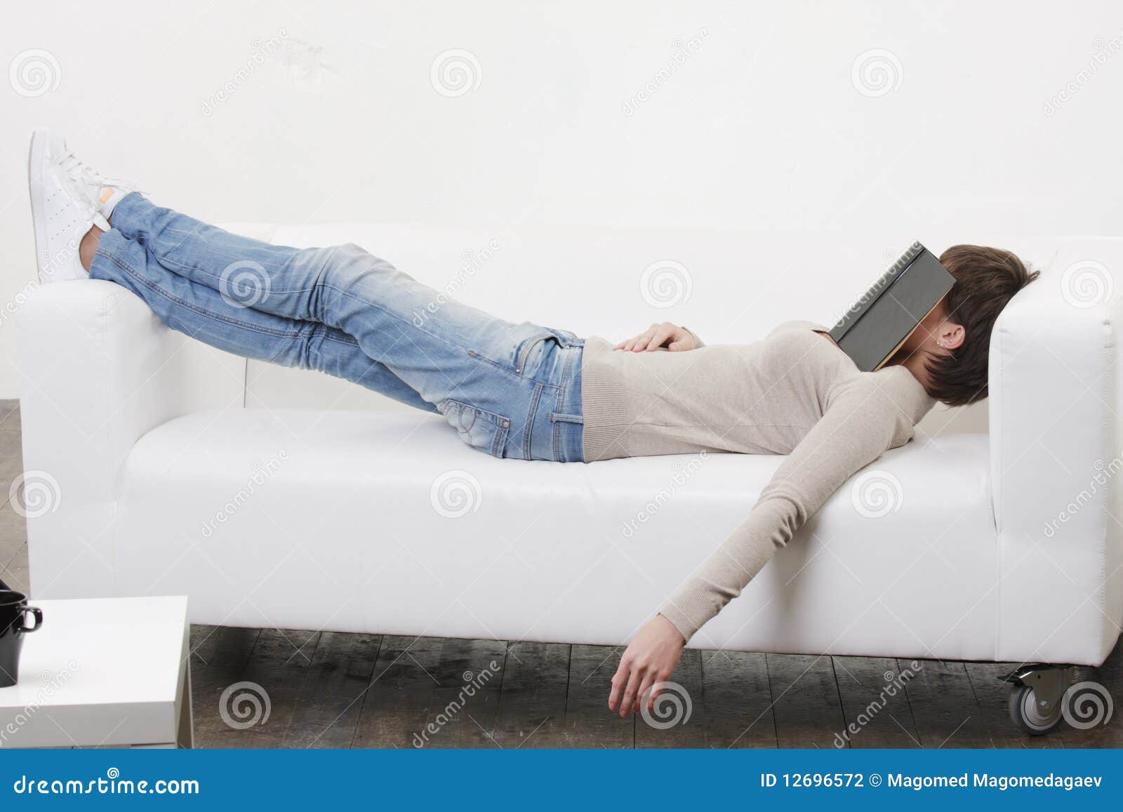 Afternoon Nap with Book on Face Stock Photo - Image of pretty, female ...
