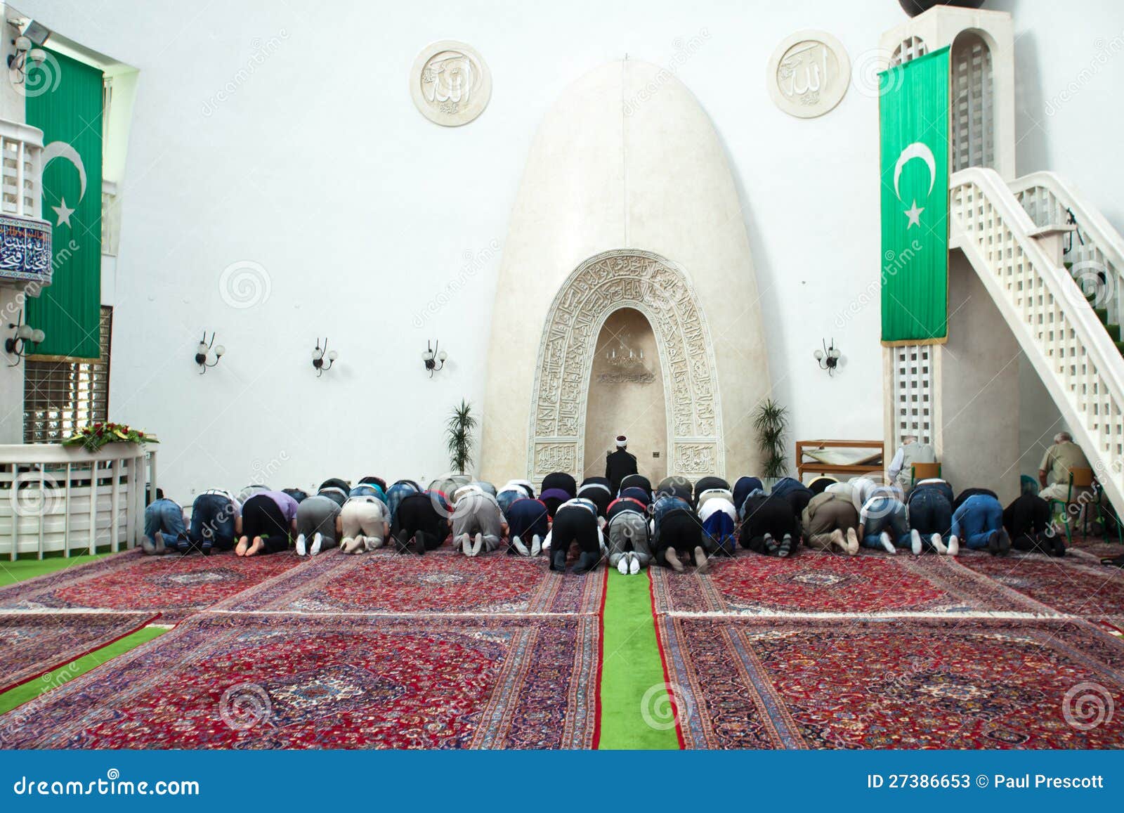 Afternoon prayer in mosque editorial stock photo. Image of architecture ...