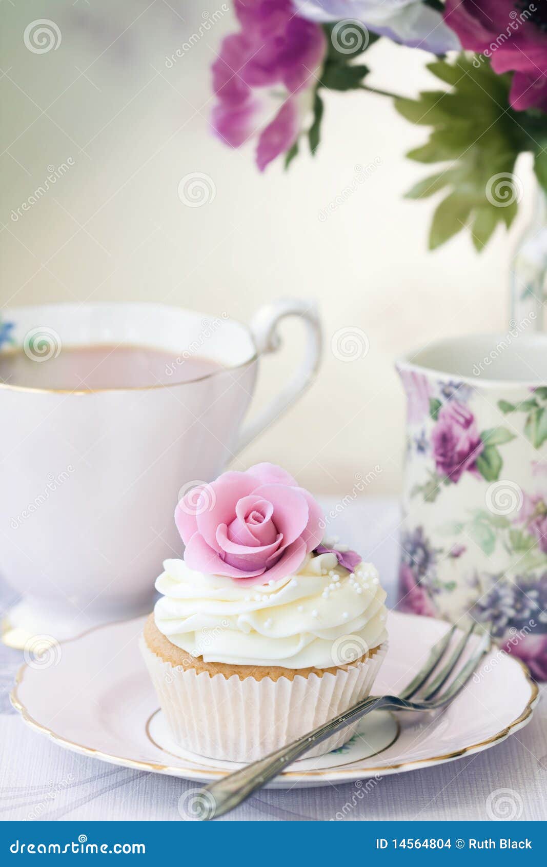Afternoon tea stock photo. Image of plate, fork, beverage - 14564804