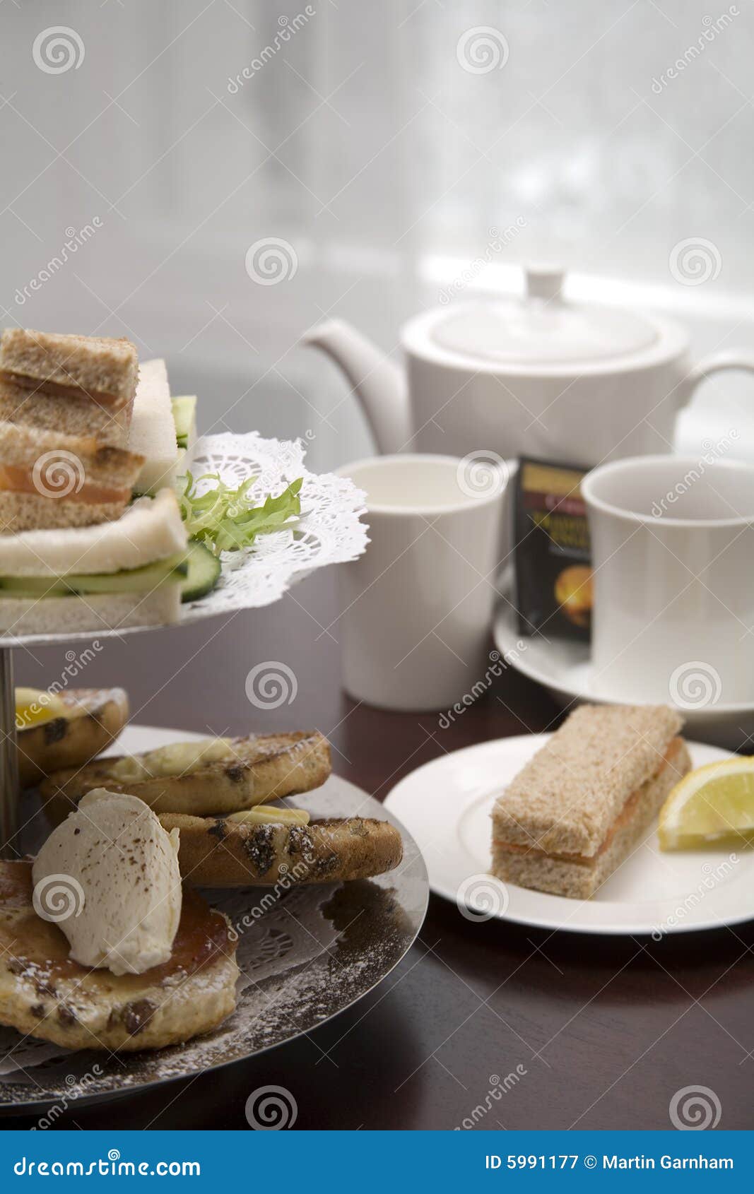 Afternoon tea. stock image. Image of piece, foods, salmon - 5991177