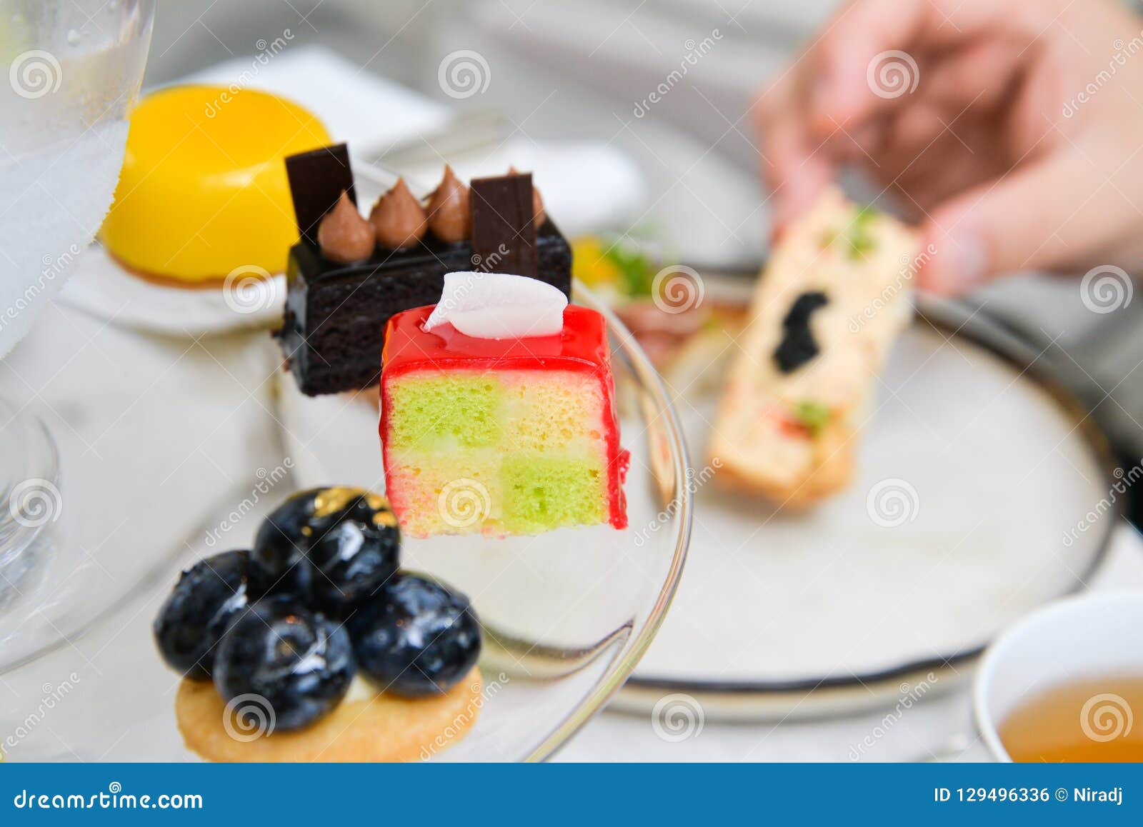 Afternoon Tea with Assorted Dessert Stock Photo - Image of small ...