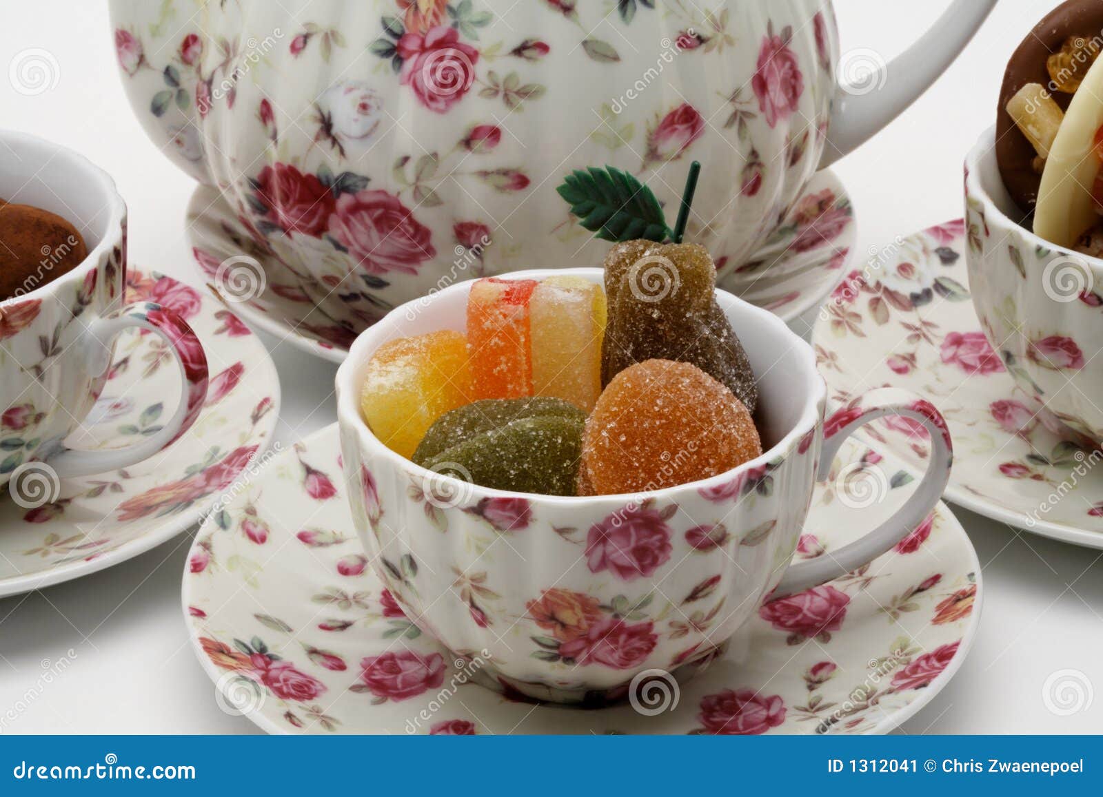 Afternoon Tea With Candy And Chocolates Close-up Stock Image - Image of ...