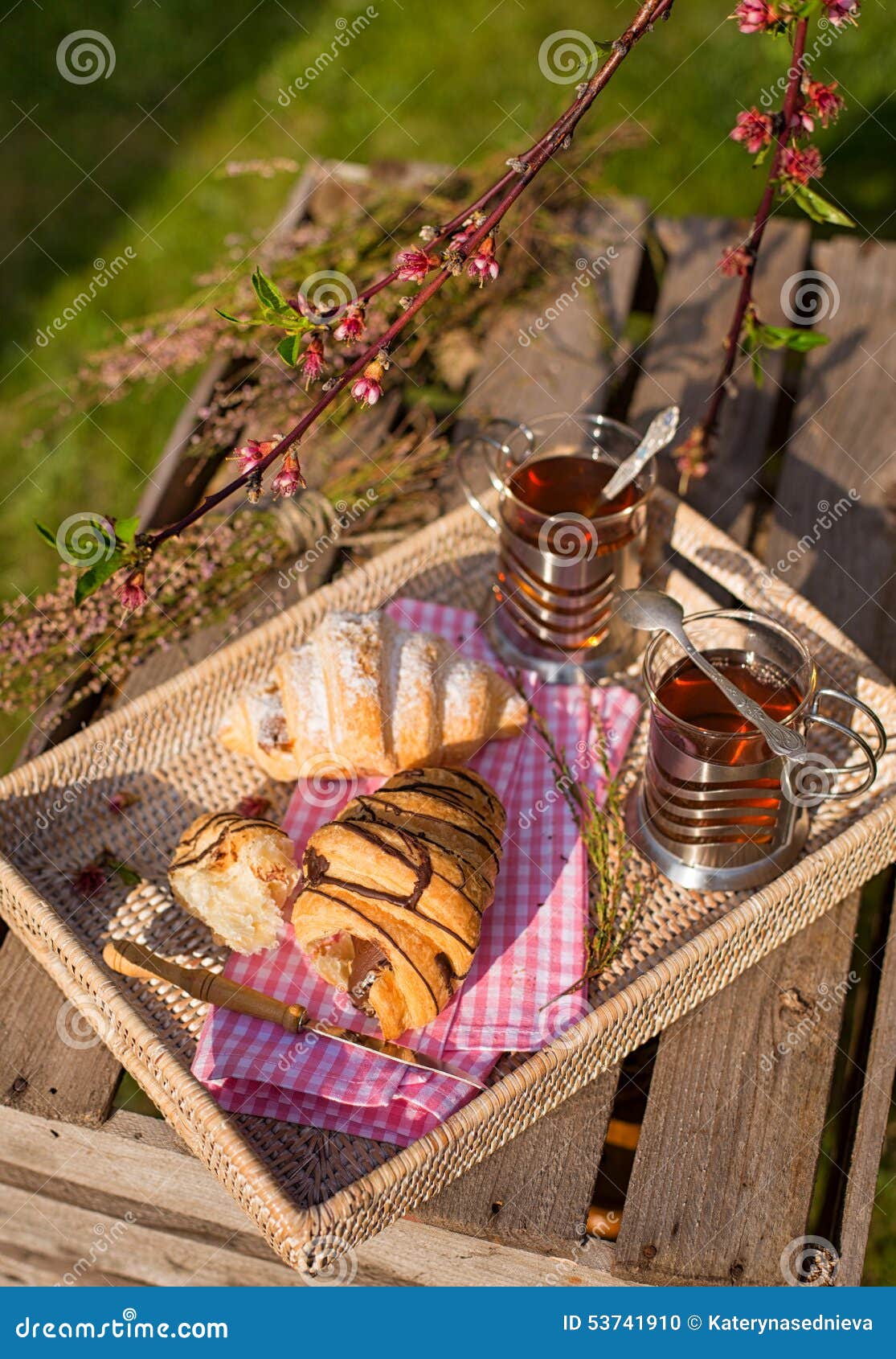 Afternoon Tea and Croissants Stock Photo - Image of eating, golden ...