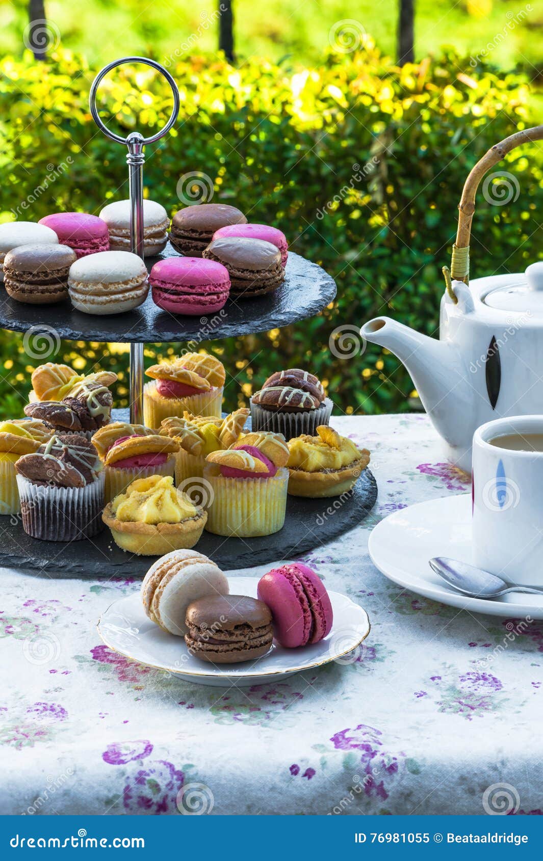 Afternoon Tea in the Garden Stock Image - Image of coffee, cakes: 76981055