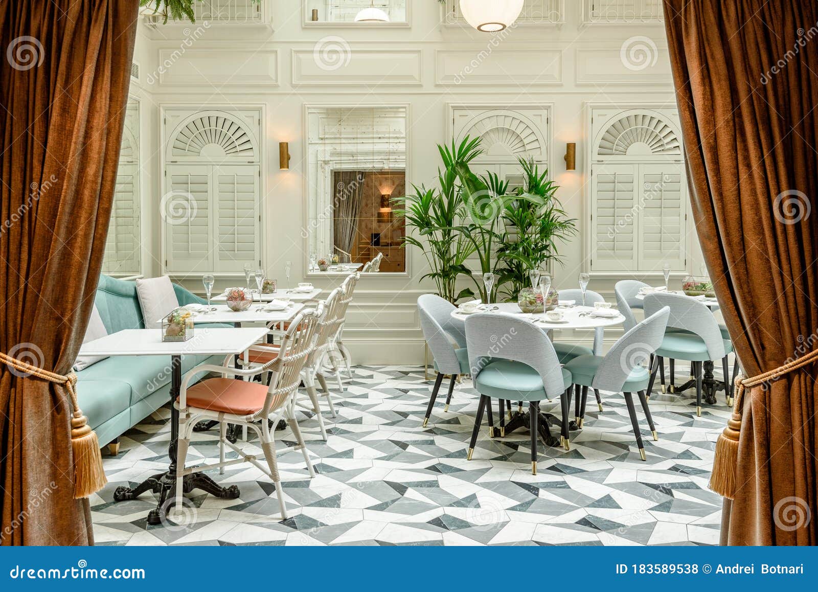 Afternoon tea interior stock photo. Image of luxury - 183589538