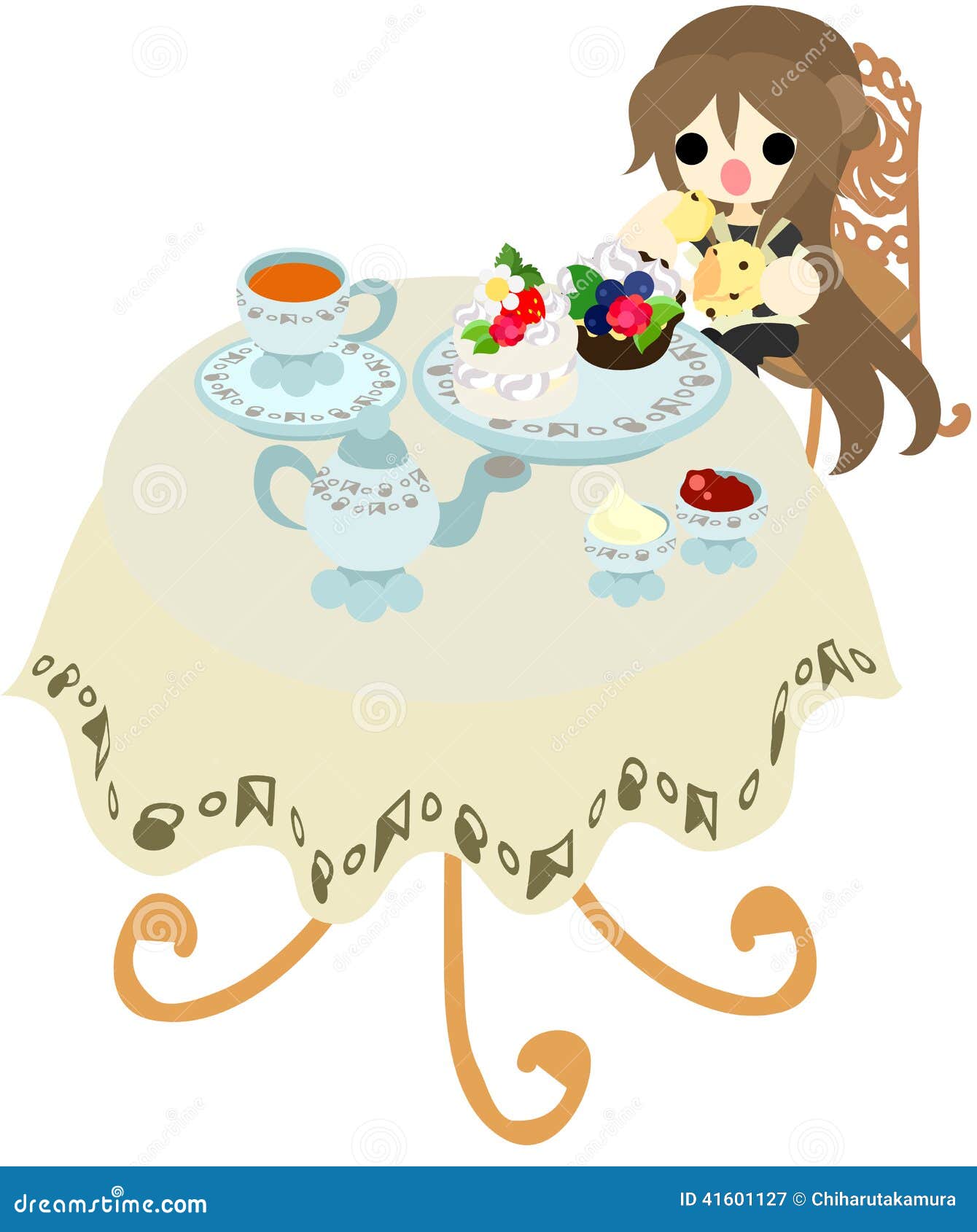 Afternoon tea stock vector. Illustration of lunch, alone - 41601127