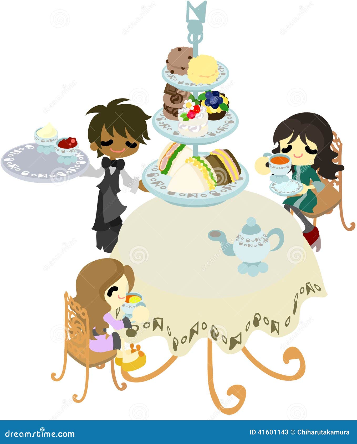 Afternoon tea stock vector. Illustration of pretty, painting - 41601143