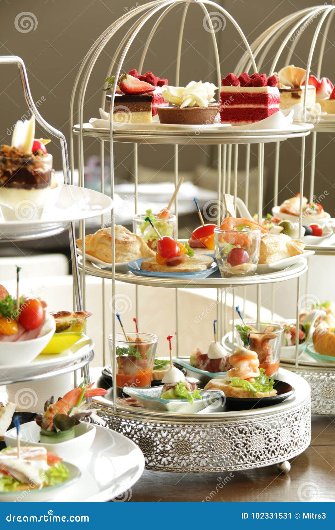 Afternoon Tea Served with an Assortment of Cake Stock Image - Image of ...
