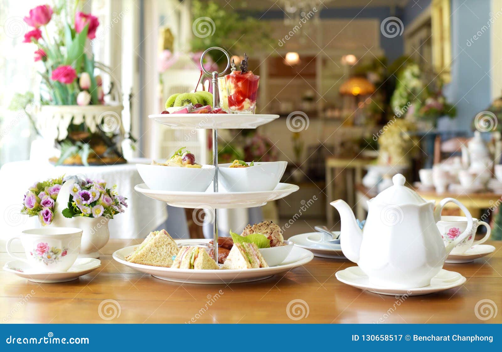 Afternoon tea set stock image. Image of table, afternoon - 130658517