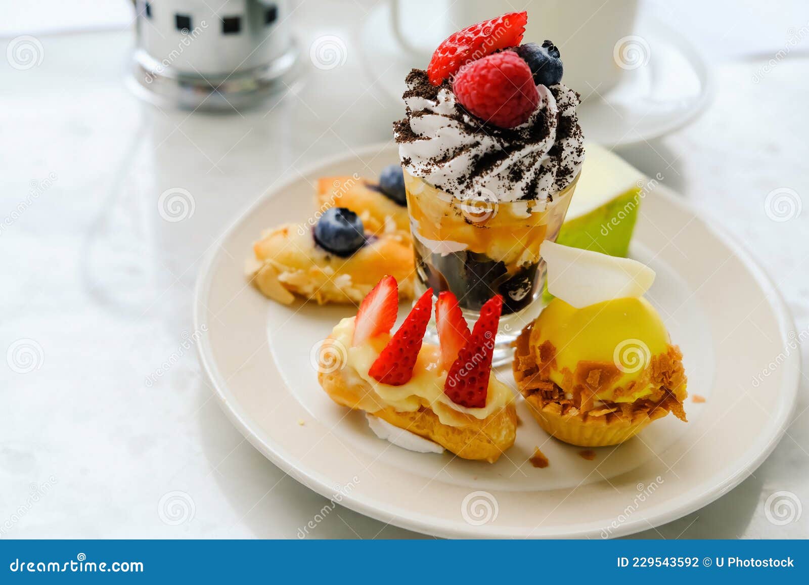 Afternoon tea set stock photo. Image of afternoon, fresh - 229543592