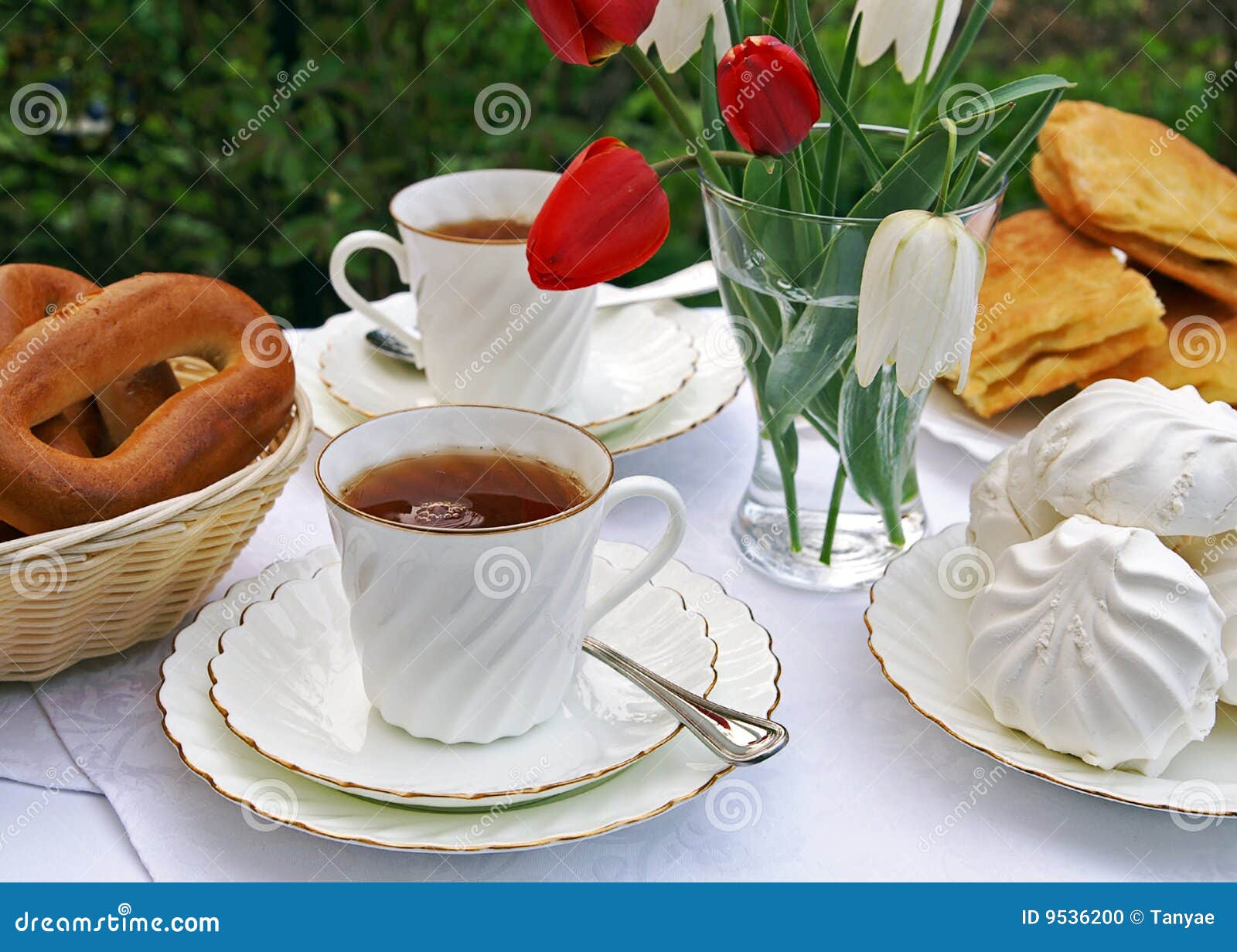 Afternoon Tea in a Summer Garden Stock Photo - Image of flowers ...