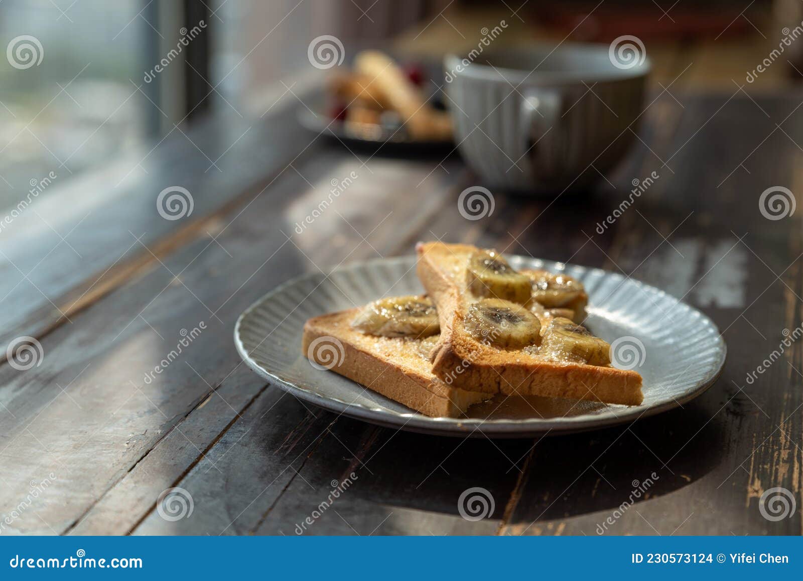 Afternoon Tea Time, Black Tea with Bread Stock Photo - Image of drink ...