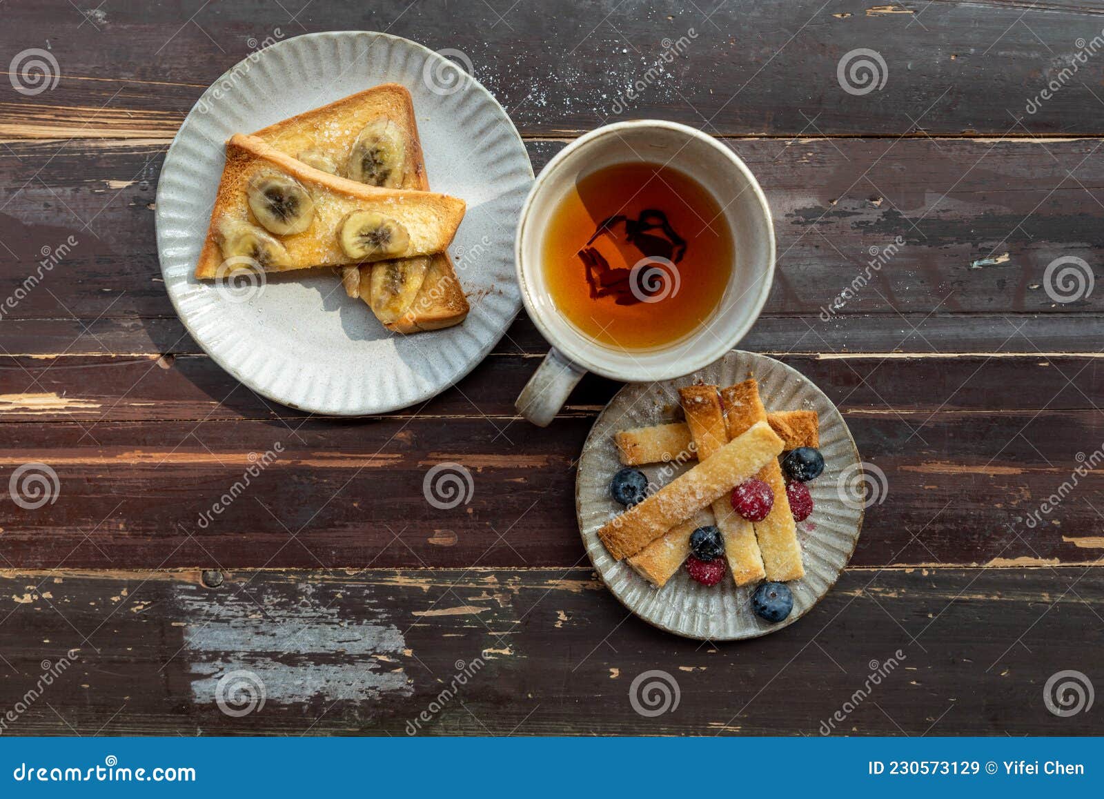 Afternoon Tea Time, Black Tea with Bread Stock Image - Image of ...