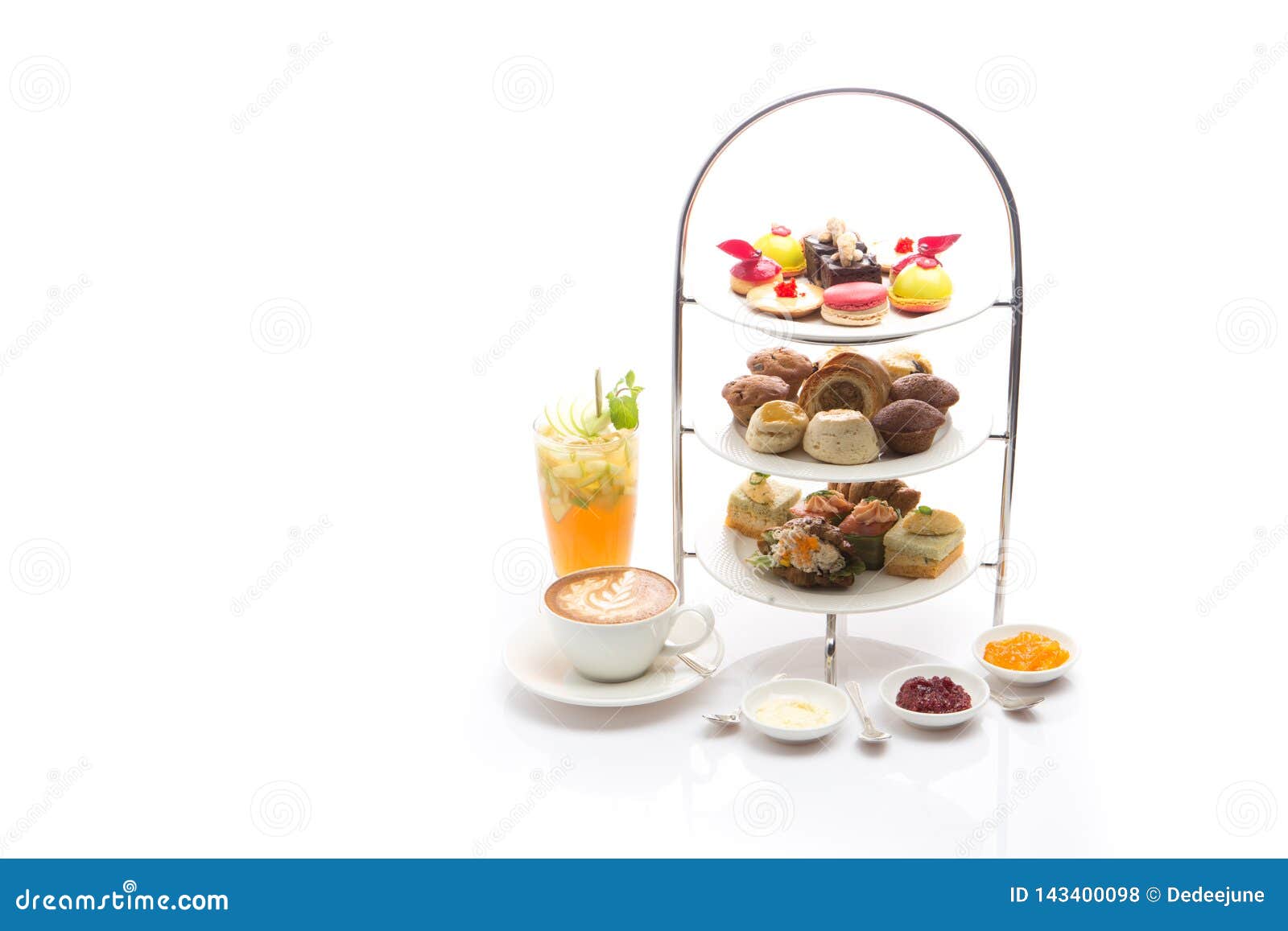 Afternoon Tea on White Background Stock Photo - Image of macaron ...
