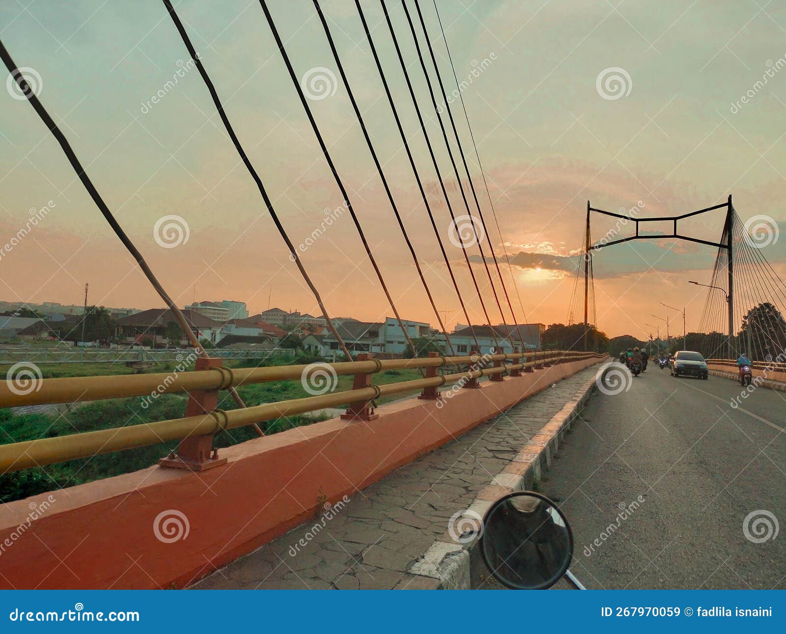 Afternoon View of Bridge while Driving Motorcycle Stock Image - Image ...