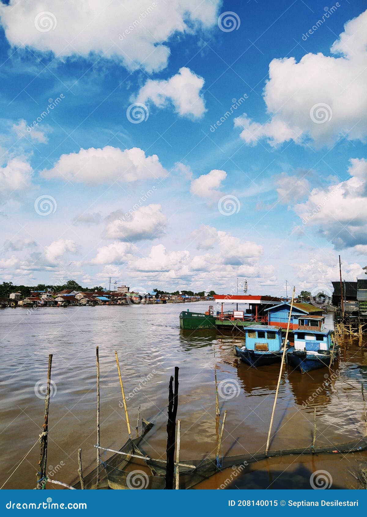 Afternoon View at Kahayan River Stock Image - Image of watercraft, view ...