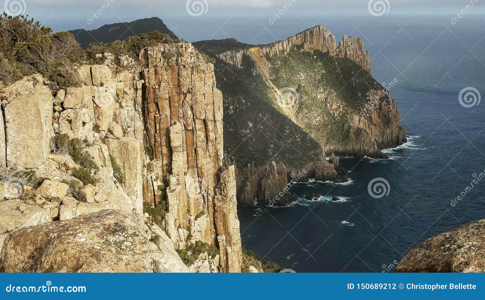 Afternoon View of the Sea Cliffs at Cape Pillar in Tasmania Stock Photo ...
