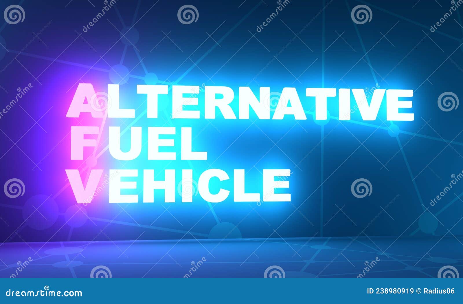 AFV Mean Alternative Fuel Vehicle Acronym. Neon Shine Text. 3D Render ...