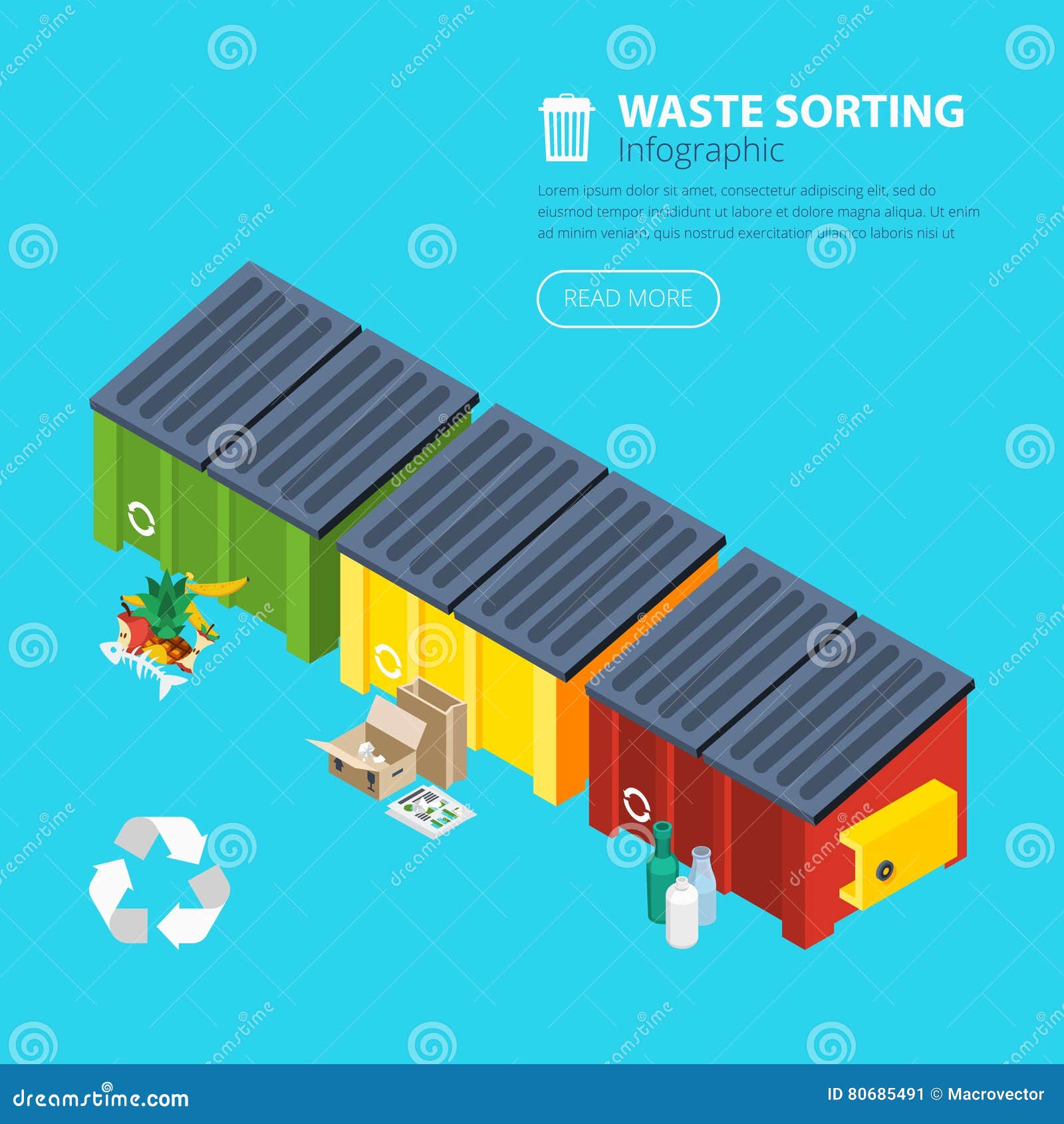 Afval Die Isometrische Affiche Sorteren Vector Illustratie ...