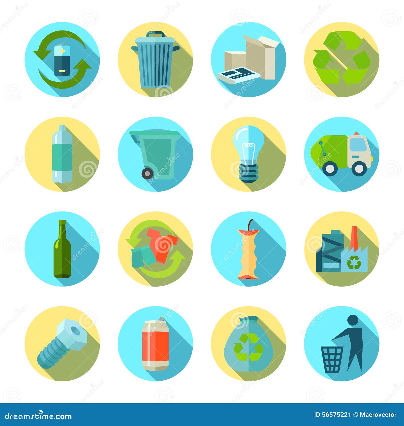 Afval Het Sorteren Om Geplaatste Pictogrammen Vector Illustratie ...