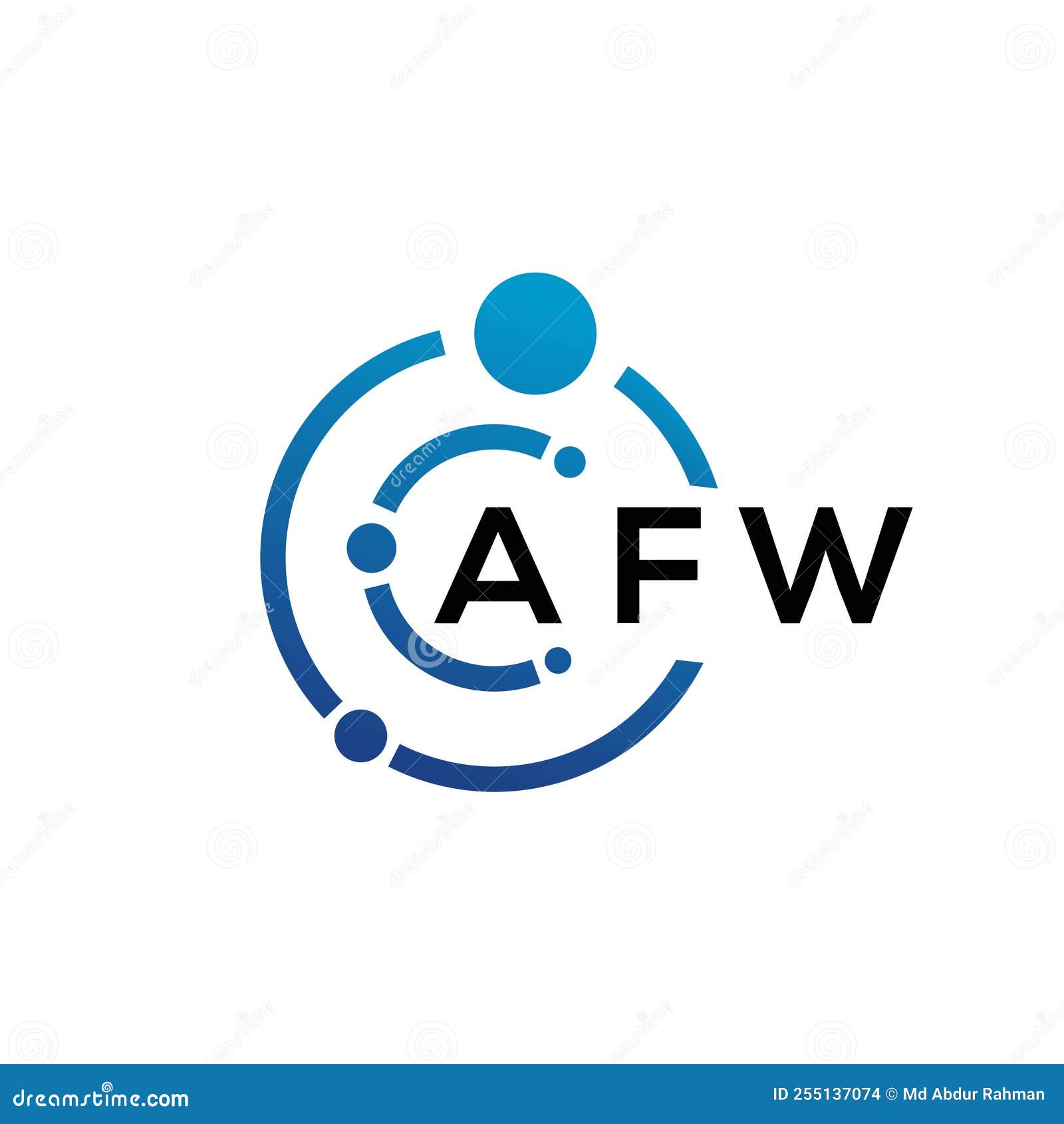 AFW Letter Logo Design on Black Background. AFW Creative Initials ...