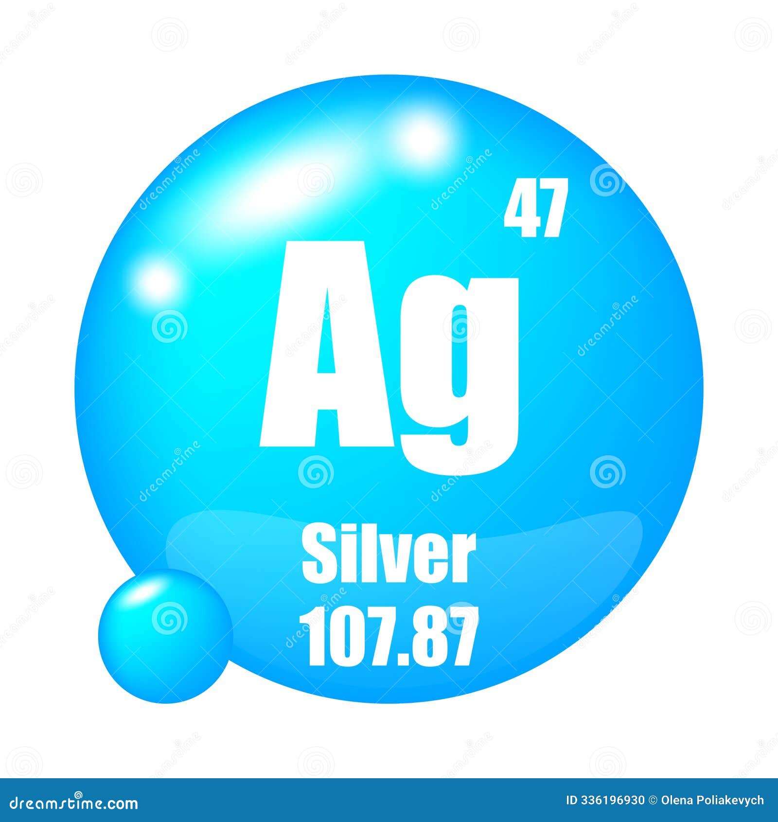 Ag Chemical Element. Atomic Number 47. Mass 107.87. Blue Sphere Image ...