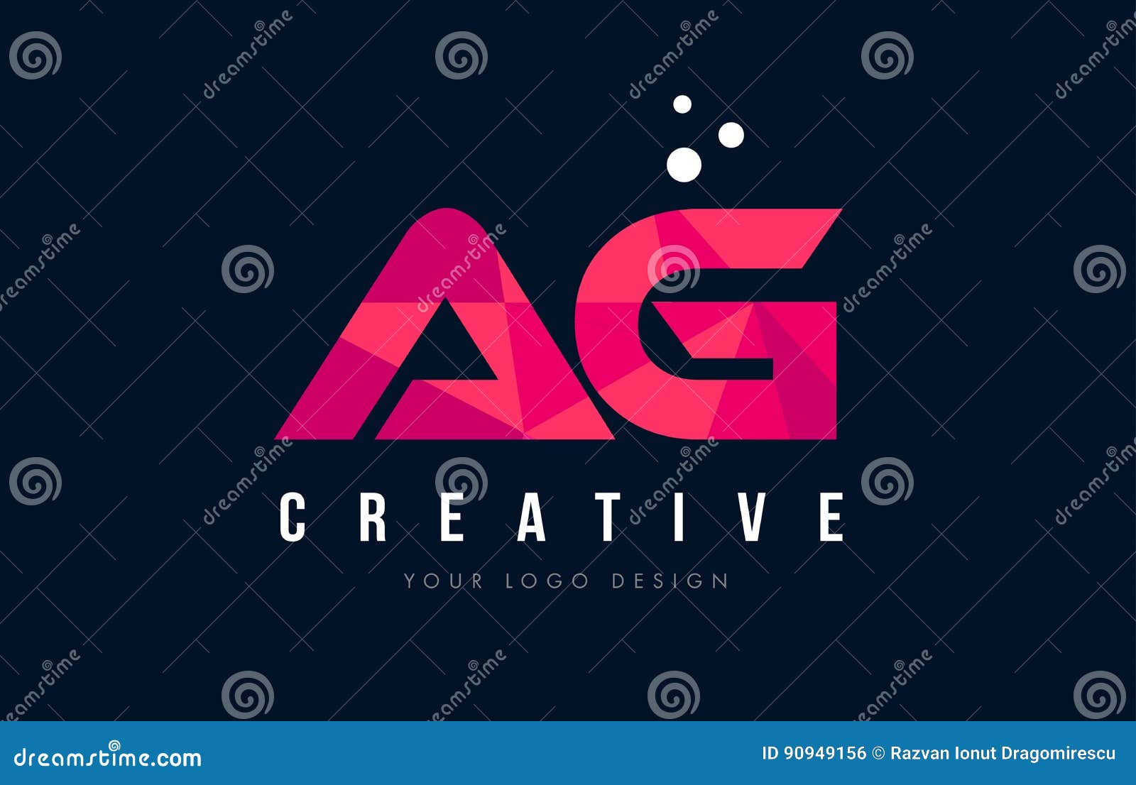 AG a G Letter Logo with Purple Low Poly Pink Triangles Concept Stock ...