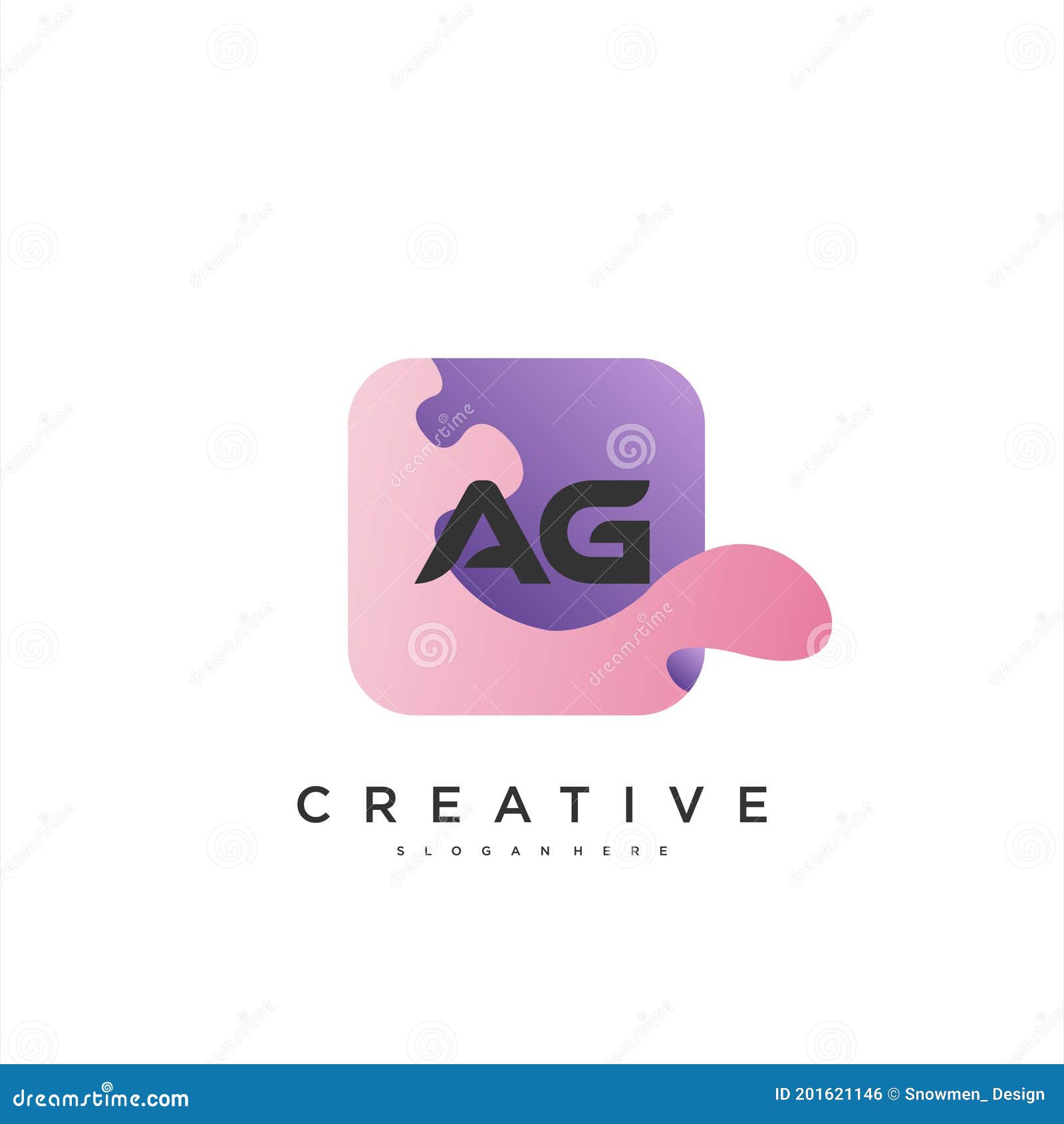 AG Initial Letter Logo Icon Design Template Elements with Wave Colorful ...