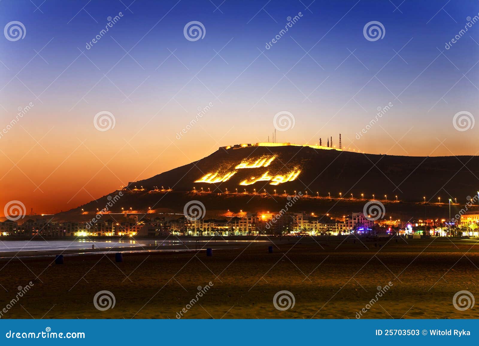 Agadir by night stock image. Image of illuminated, africa - 25703503