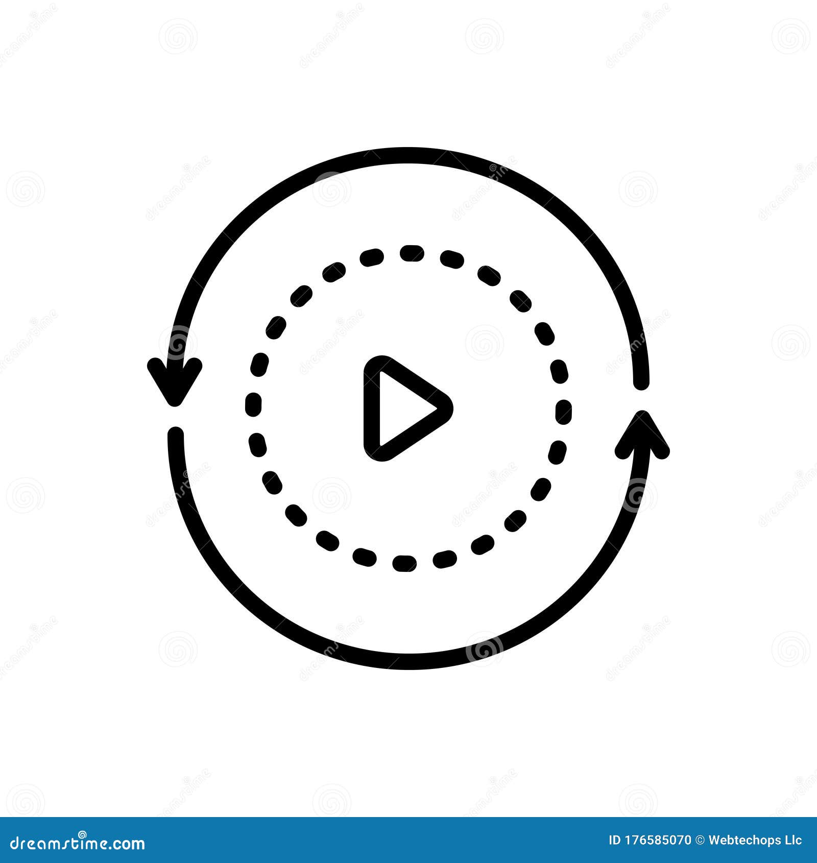 Replay Button Outline Icon Vector Illustration | CartoonDealer.com ...
