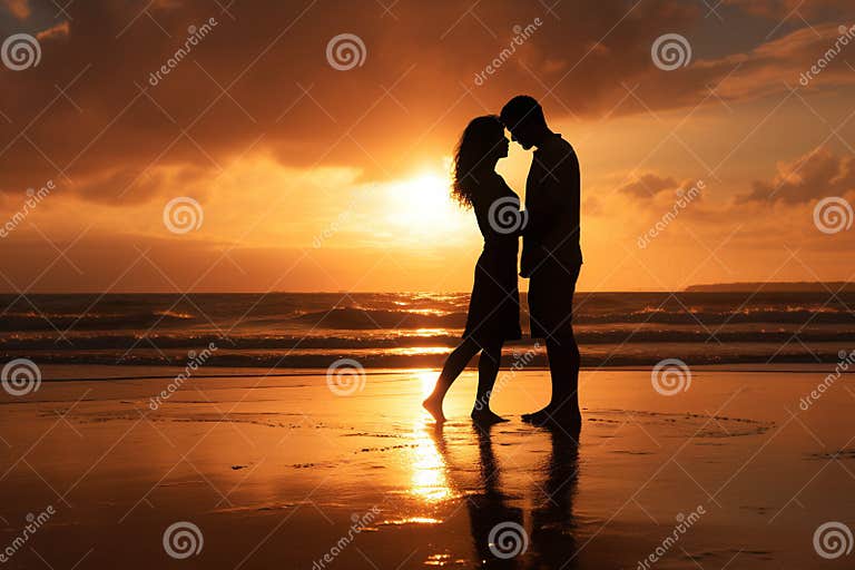 Against The Backdrop Of A Breathtaking Sunset A Deeply In Love Couple