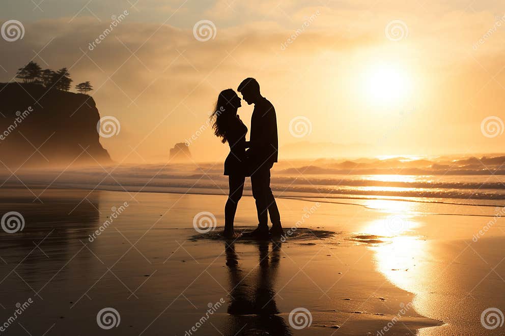 Against The Backdrop Of A Breathtaking Sunset A Deeply In Love Couple