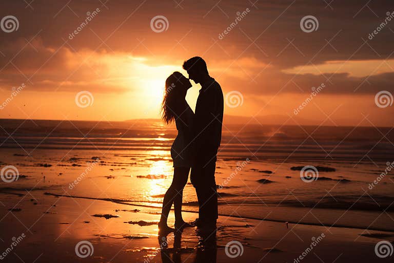Against The Backdrop Of A Breathtaking Sunset A Deeply In Love Couple Shares An Intimate And
