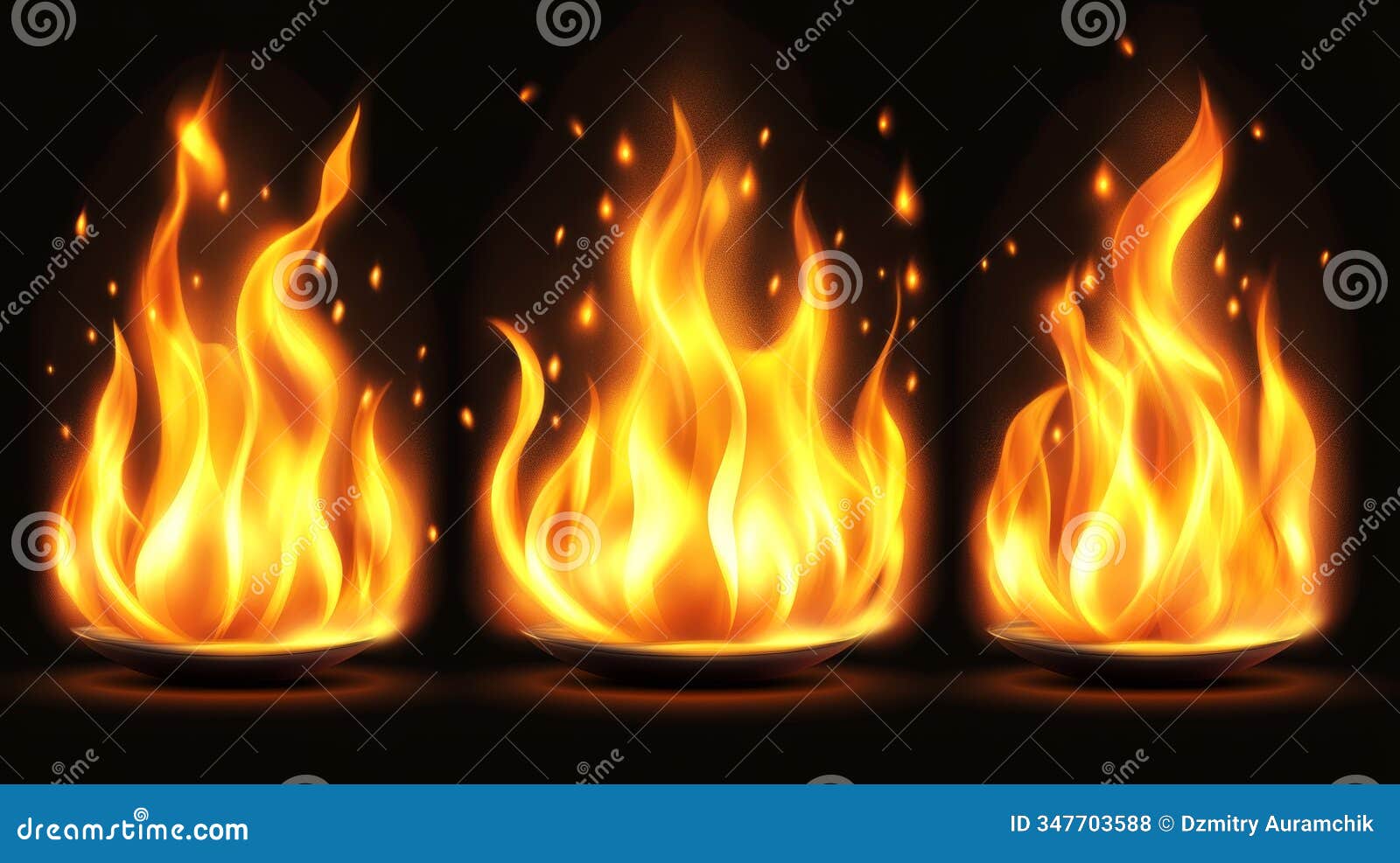 Against a Black Background, the Trails of Fire and Smoke Clouds from a ...