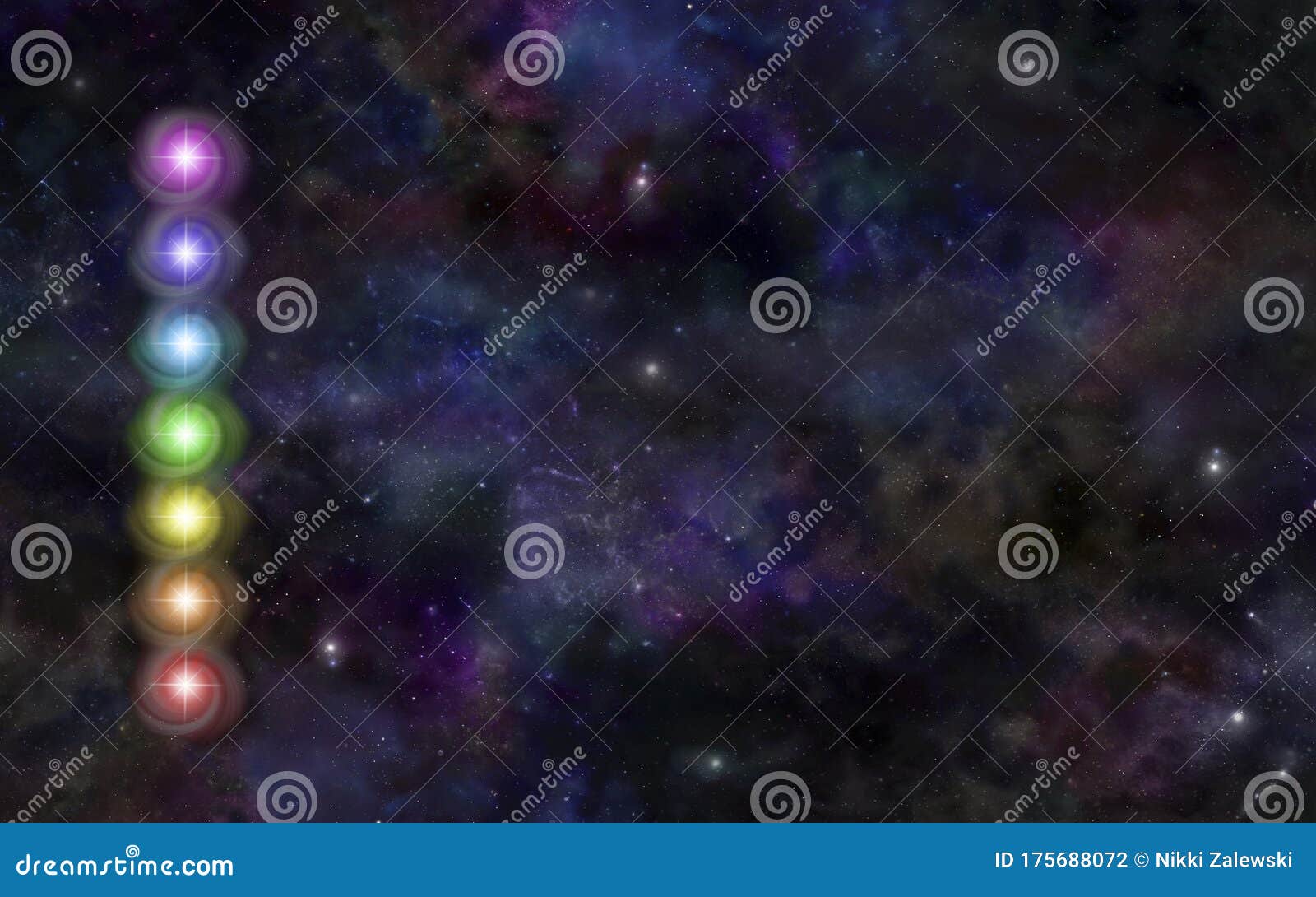 Stack of Cosmic Spiralling Seven Chakras Stock Illustration ...