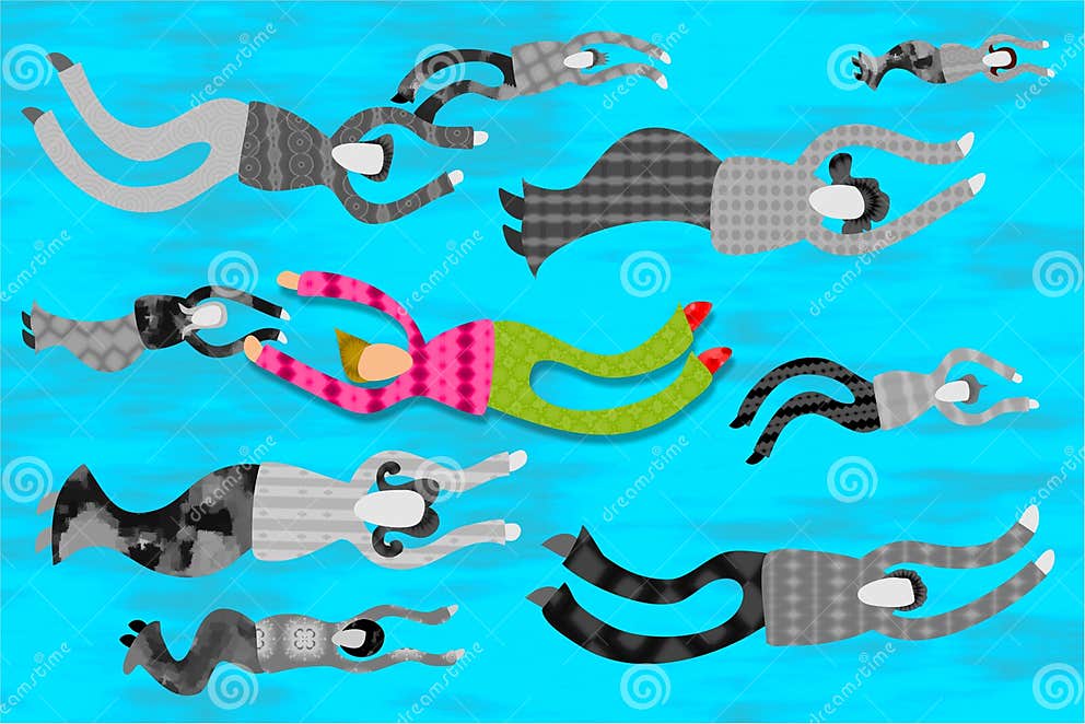Against the flow stock illustration. Illustration of crowd - 1164720