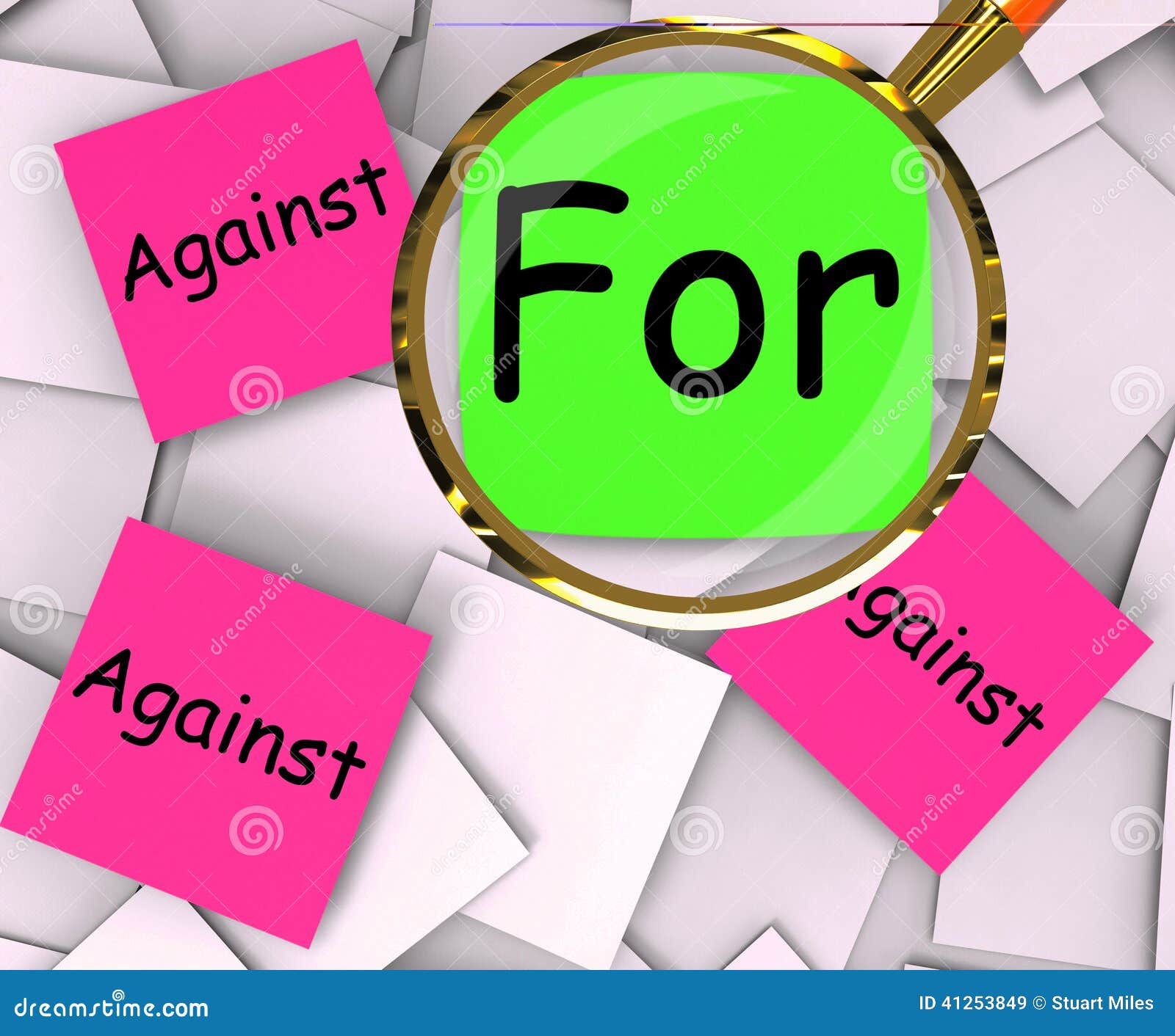 For Against Post-it Papers Show Agree or Disagree To Stock Illustration ...
