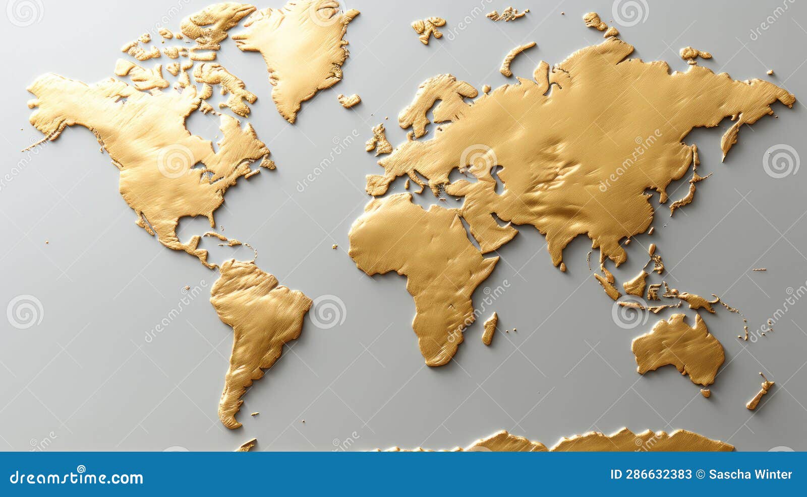Gilded Elegance: Minimalistic World Map in Gold Stock Illustration ...