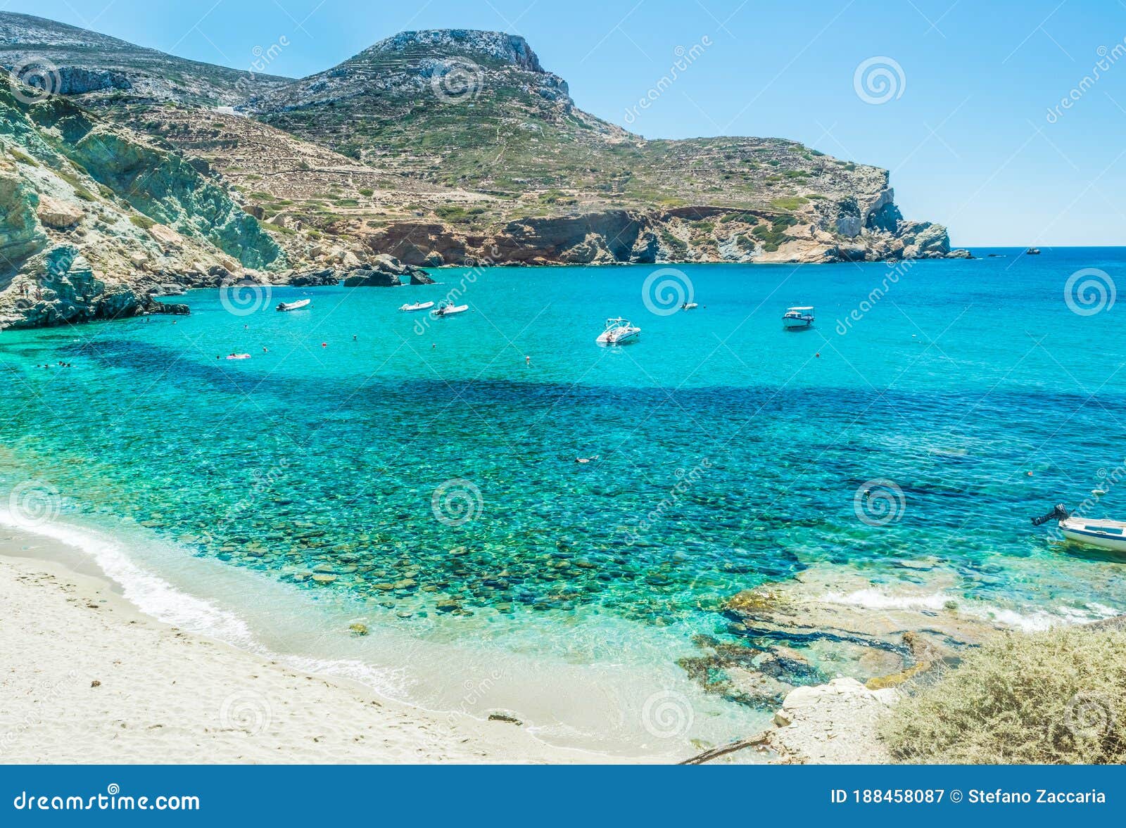 Agali Beach, Folegandros Island, Cyclades, Greece During Summer Stock ...