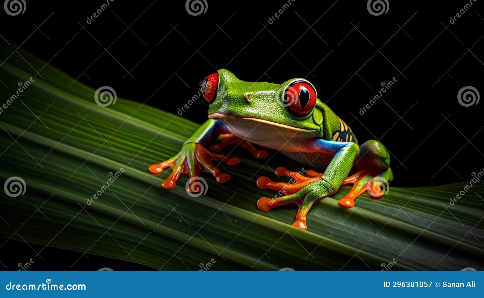 Agalychnis Callidryas, The Red-Eyed Tree Frog, On A Black-Background ...