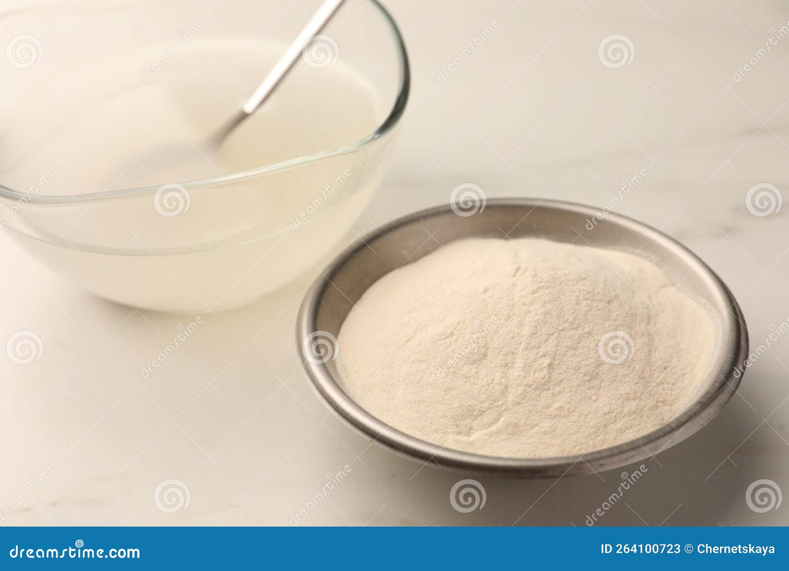 Agar-agar Jelly and Powder on White Table, Closeup Stock Image - Image ...