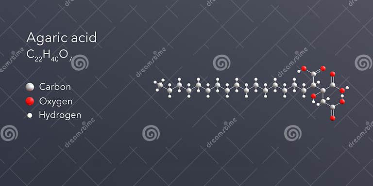Agaric Acid Molecule 3d Rendering, Flat Molecular Structure with ...