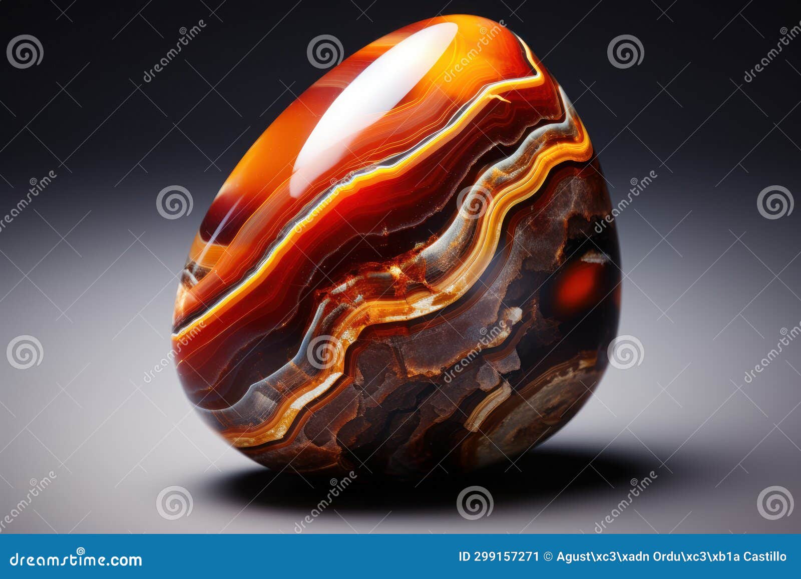 Agate Piece with Soft Lines and Shapes, on a Dark Background. Stock ...