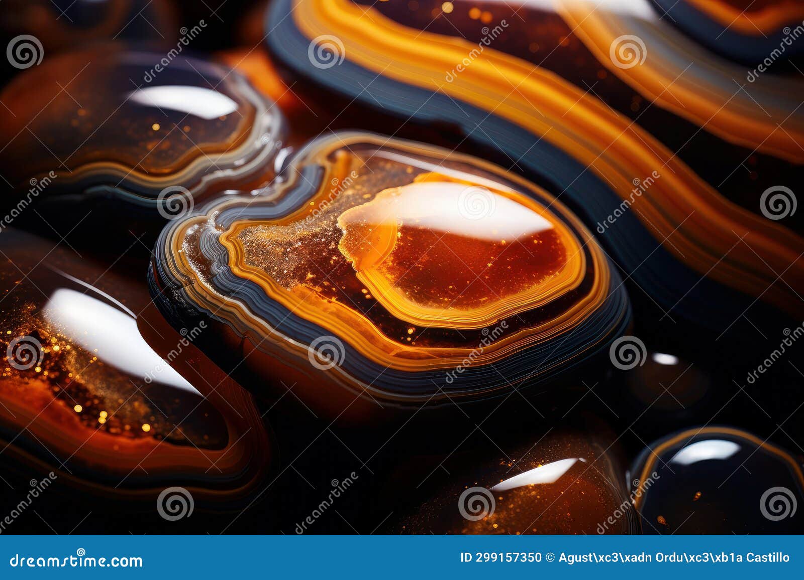 Agate Piece with Soft Lines and Shapes, on a Dark Background. Stock ...