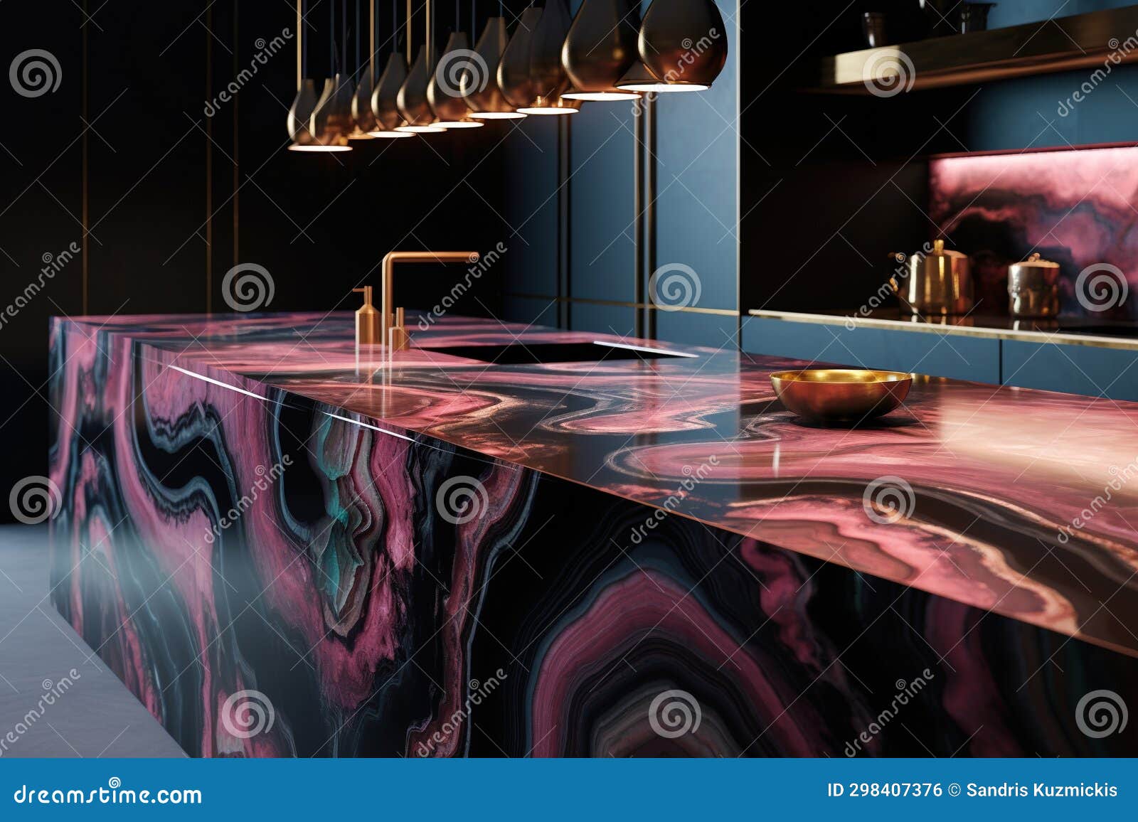 Kitchen Countertops Made Of Geode. Generative AI Royalty-Free Stock ...