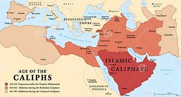 The Age of the Caliphs, History Map of the Islamic Caliphate 622 To 750 ...