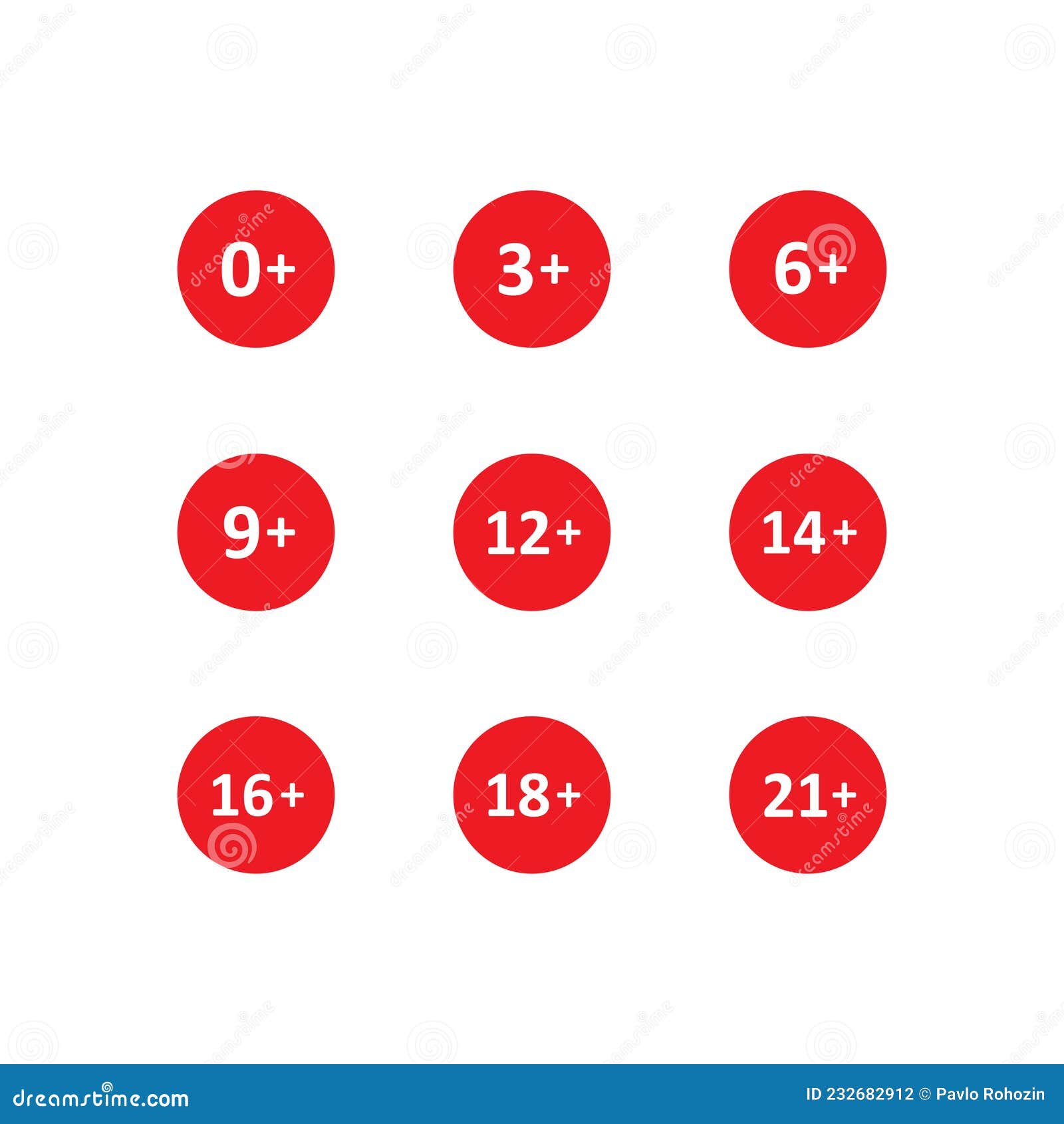 Age Limit Icon Set, 18+ Warning Symbol. Restriction Concept ...