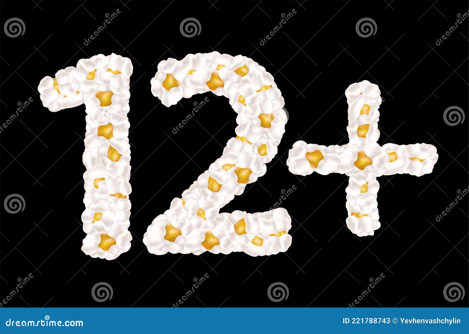 Age Limit 12 Plus. Vector Illustration Made Up of Airy Popcorn Stock ...