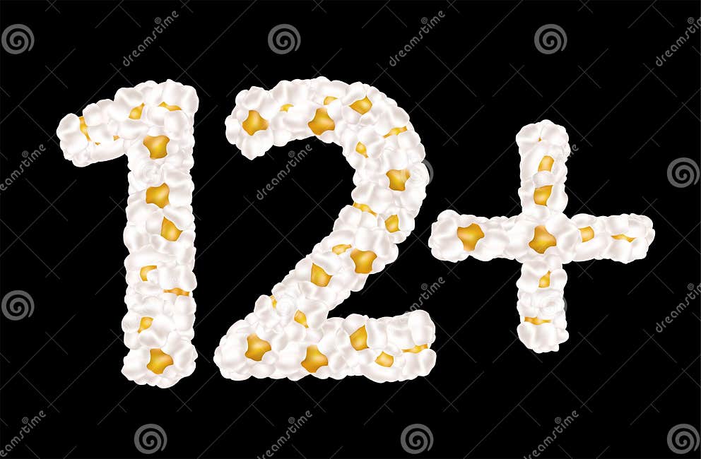 Age Limit 12 Plus. Vector Illustration Made Up of Airy Popcorn Stock ...